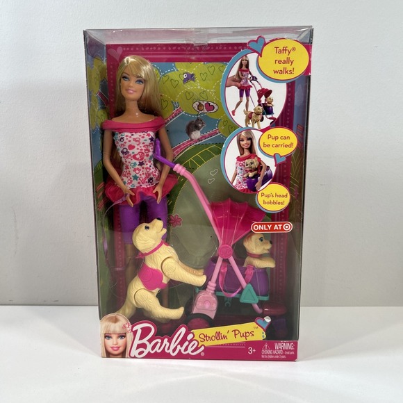 Barbie | Toys | New 20 Mattel Barbie Strollin Pups Playset Taffy Baby ...